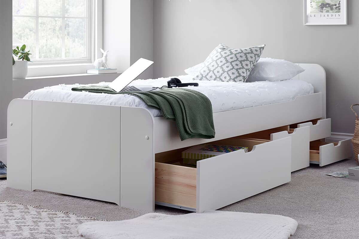 Maya White 4 Drawer Storage Bed MattressNextDay